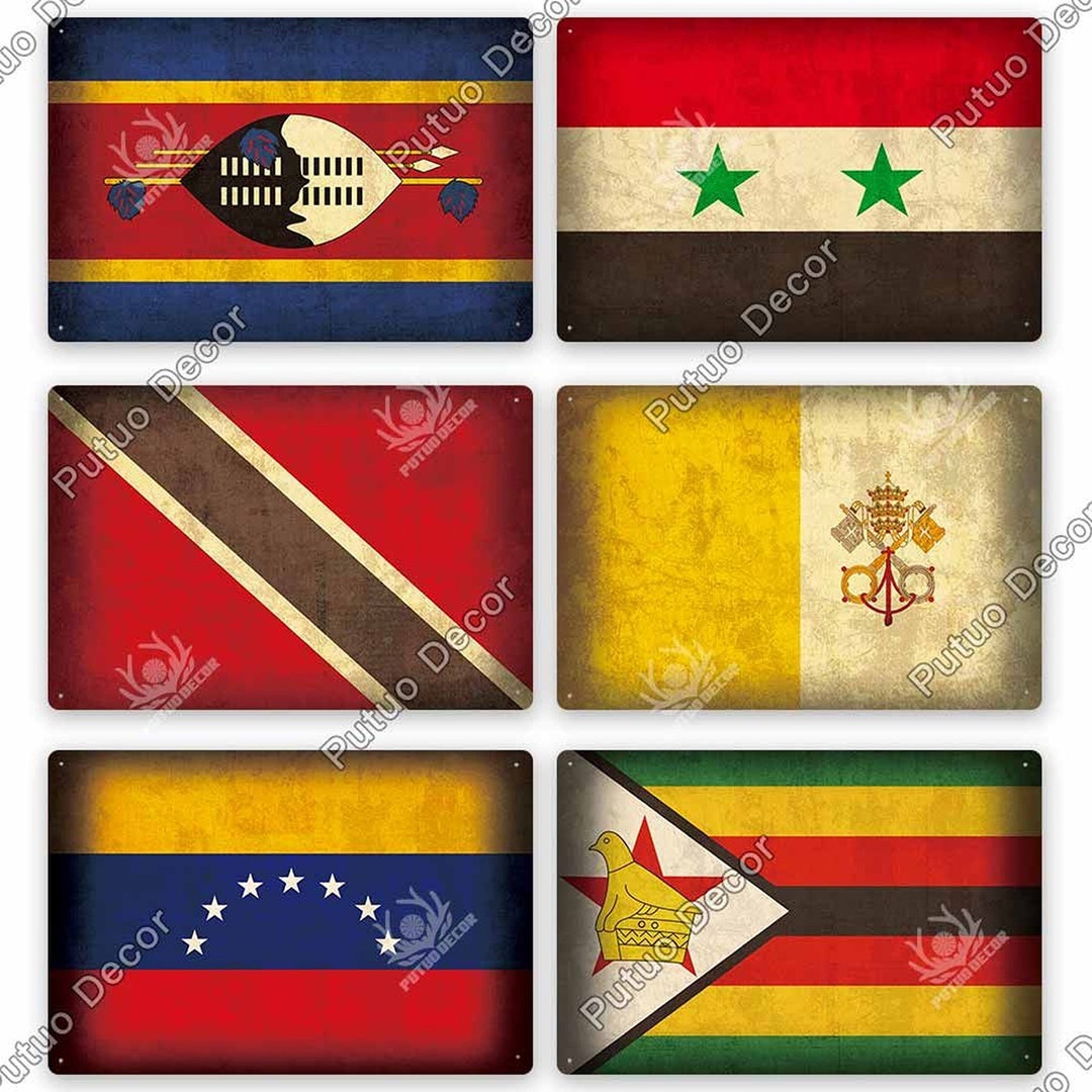 Countries National Flags Metal Sign Tin Plaque Wall Bar Pub Man Cave ...