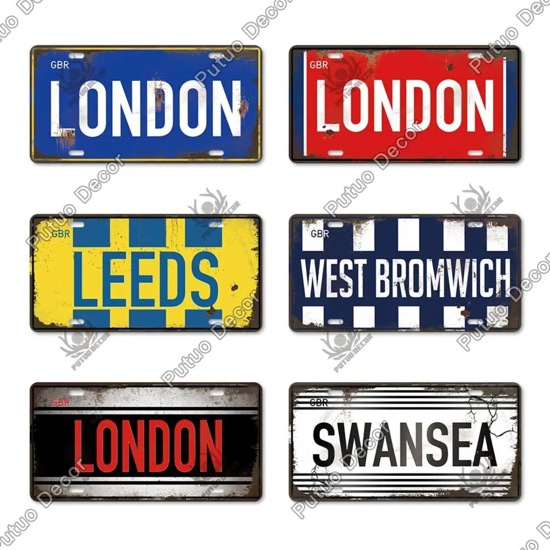 British City License Plate Metal Vintage Decorative Travel Tourism ...