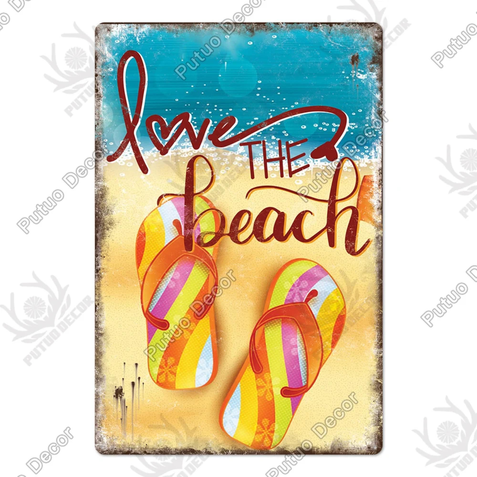 Vintage Beach Metal Signs My Beach Adventure This Way to the Beach ...