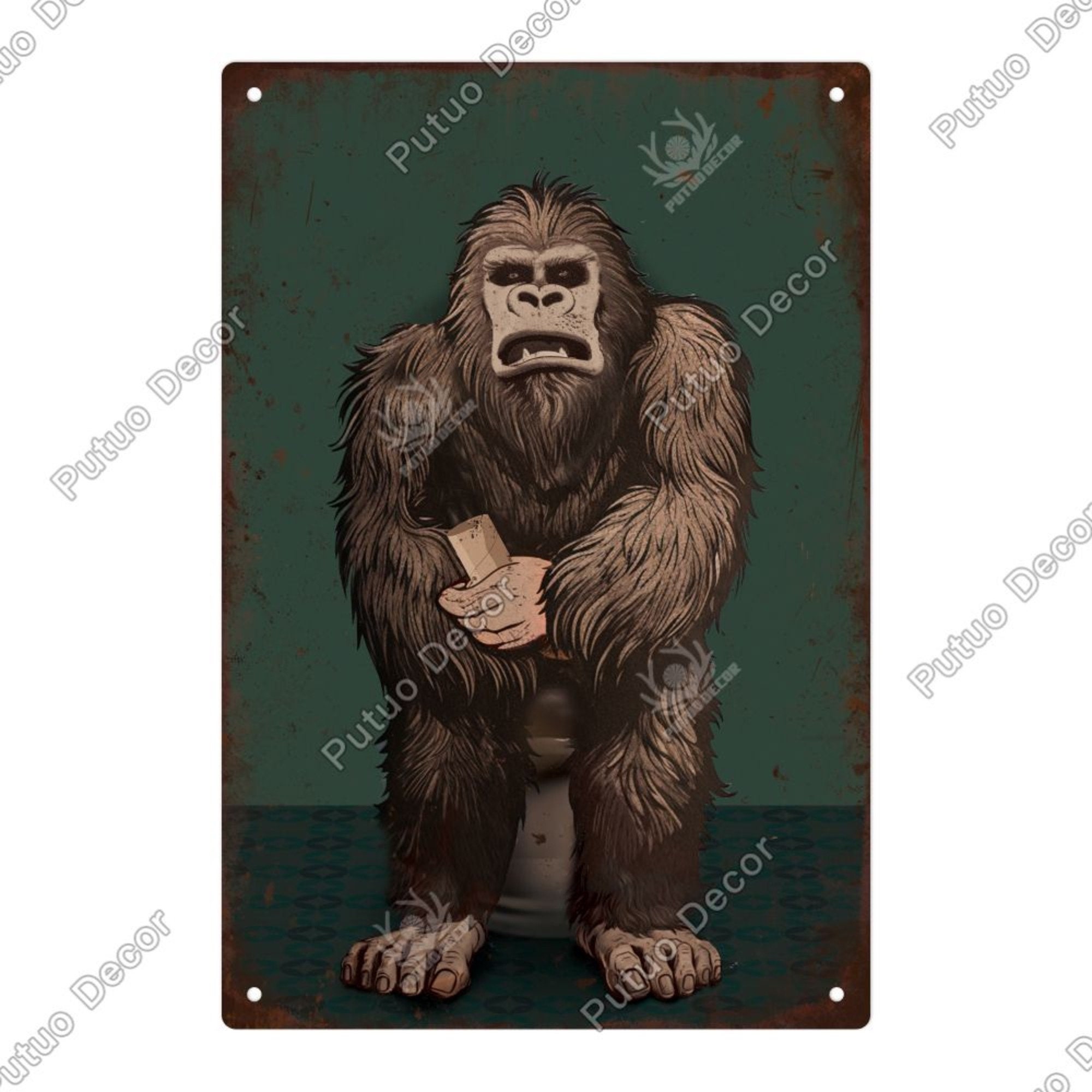 WC Toilet Funny Animals Restroom Retro Tin Sign Vintage Bathroom Plaque ...