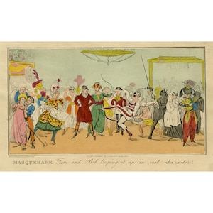 Antique Masquerade Ball Print | Regency Dancing & Dress Scene | Alken ...
