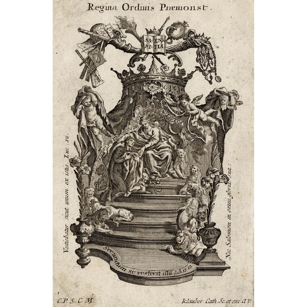 Antique Norbertines Allegory Print | Vintage Religious Wall Art ...