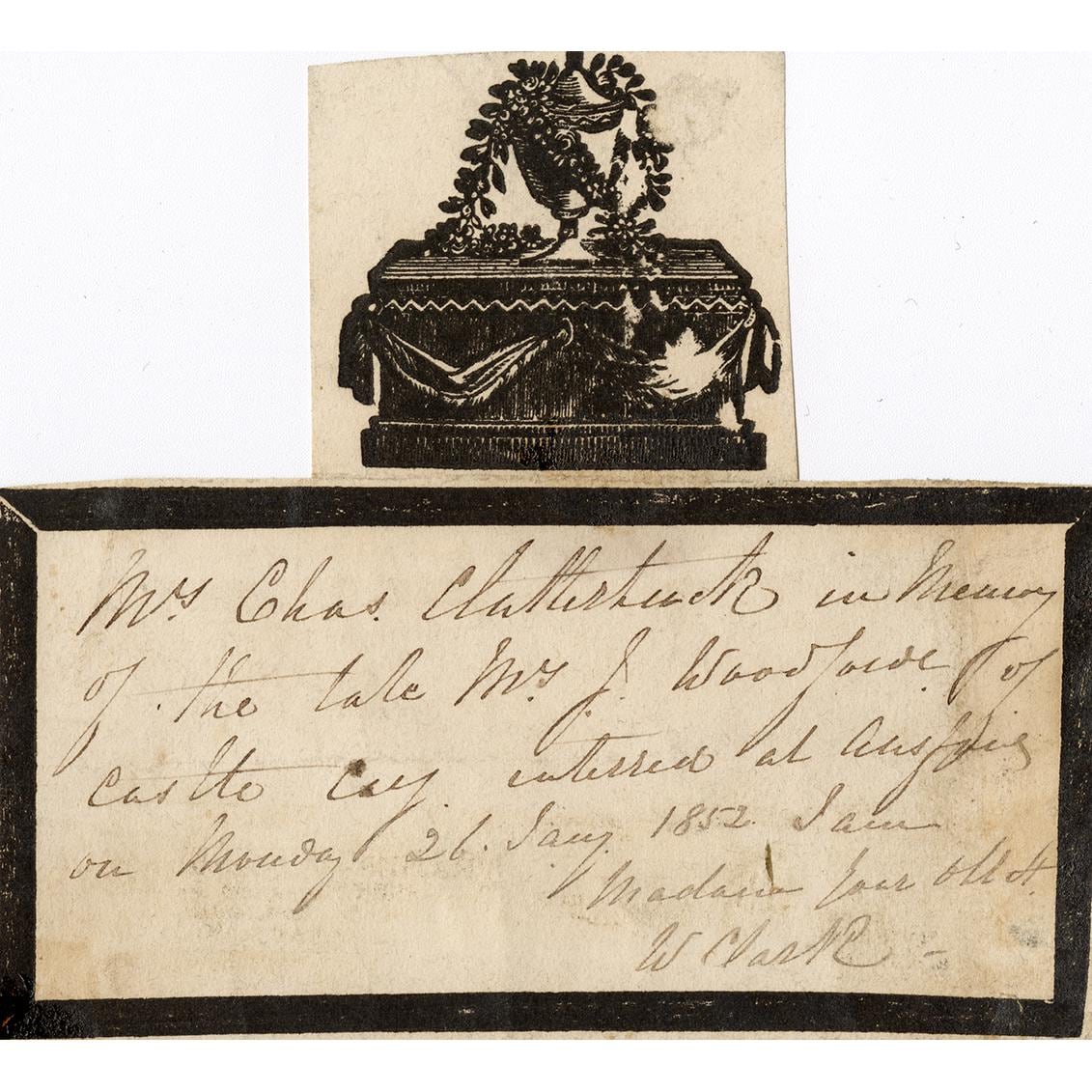 Antique Mourning Card Print | Vintage Funeral Ephemera | 1852 ...