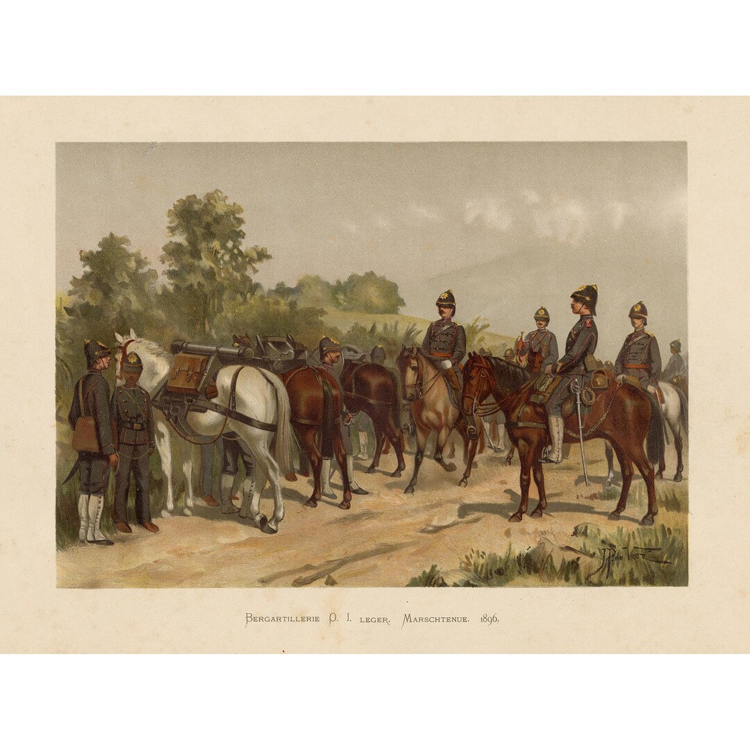 Antique Print - A Mountain Artillery Unit of Dutch East Indian Army ...