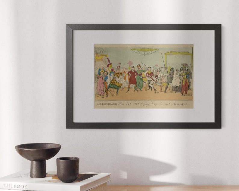 Antique Masquerade Ball Print | Regency Dancing & Dress Scene | Alken ...