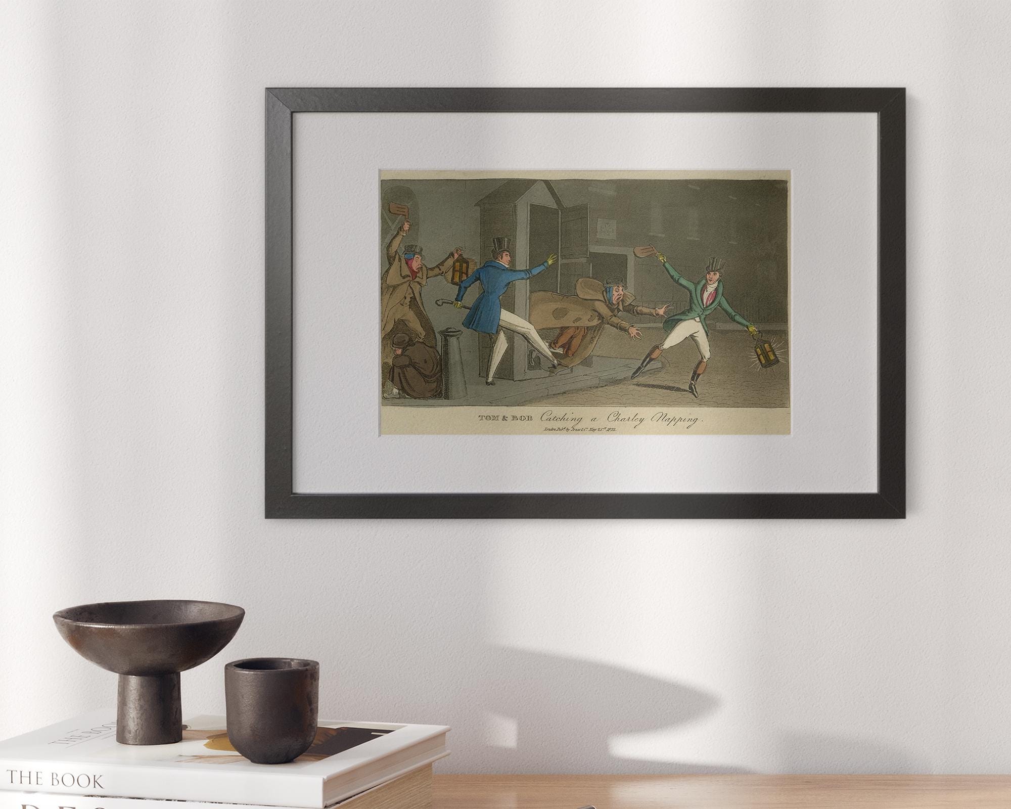 Antique Night Watchman Print | Regency London Guard Napping Scene ...