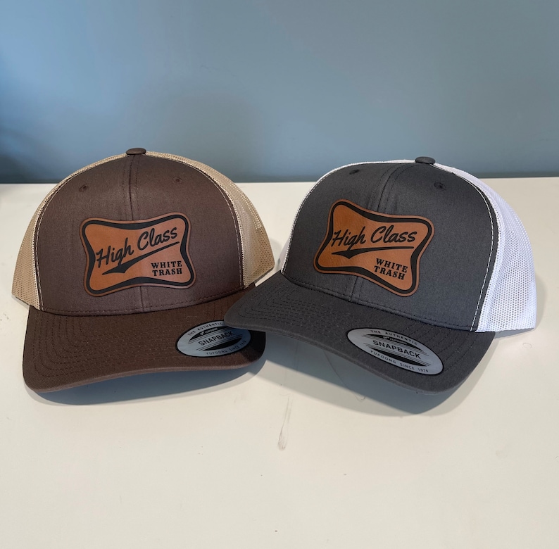 High Class White Trash Leather Patch Adult Retro Trucker Hat/cap - Etsy