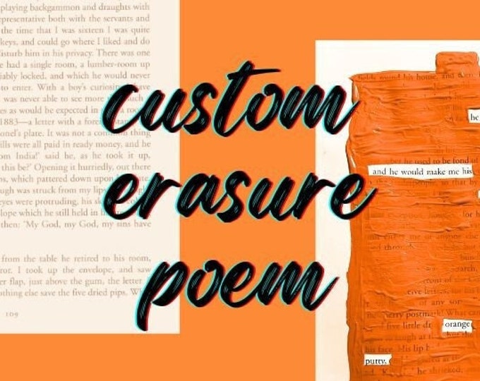 Custom Erasure Poem Unframed Unique Wall Art Gift for Writers Poets and ...