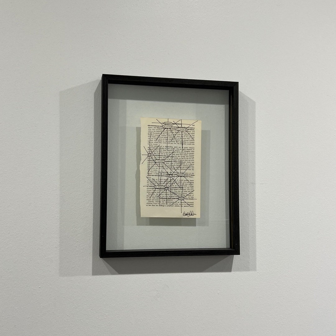 Modest Framed Erasure Poem, 8x5 Ink Art Floating Frame Book Pages Found ...