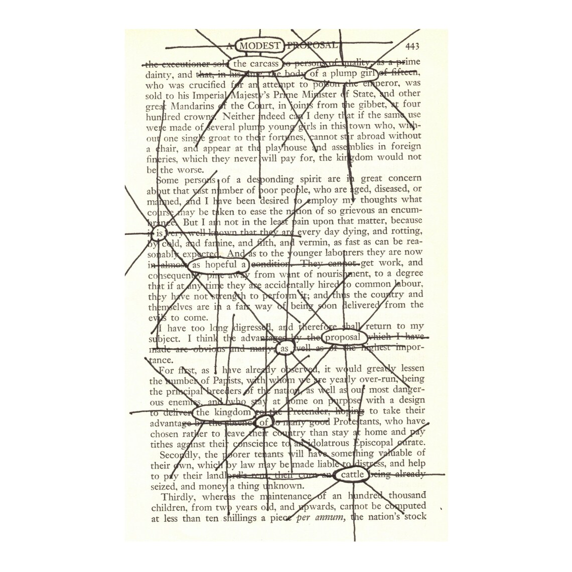 Modest Framed Erasure Poem, 8x5 Ink Art Floating Frame Book Pages Found ...