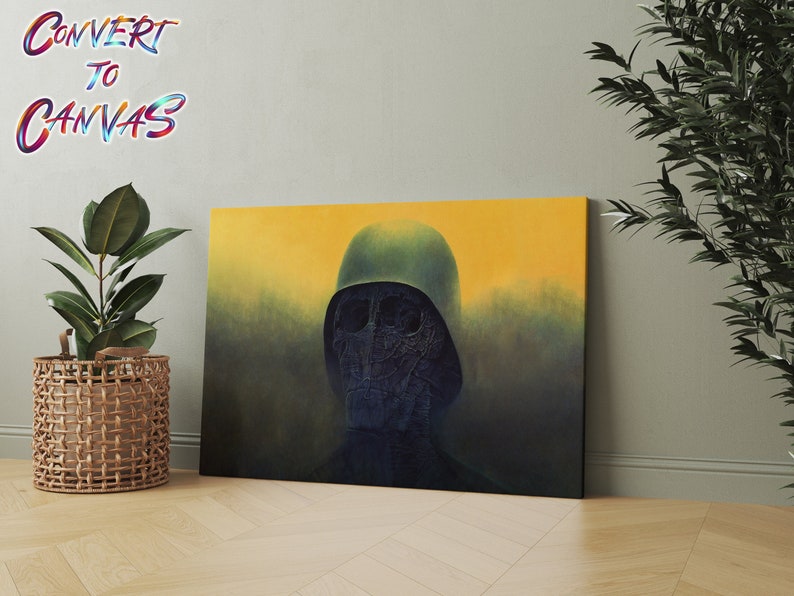 Skeleton Soldier Wall Art , Painting of Zdzislaw Beksinski Wall Decor ...