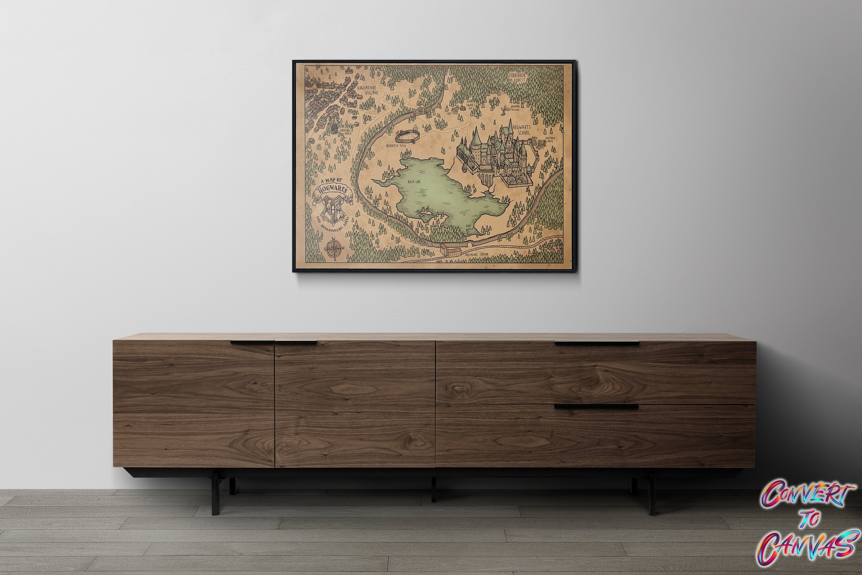 Hogwarts Map Wall Art Harry Potter Maps Movie Series Map - Etsy UK