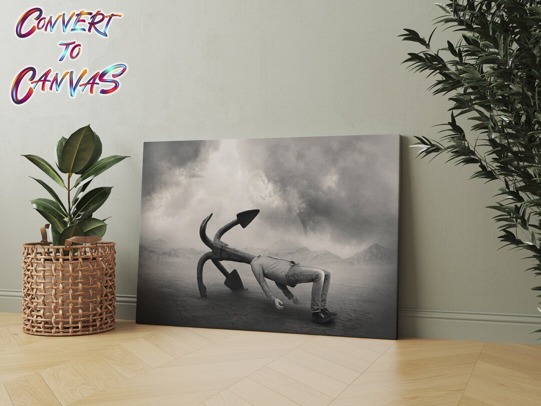 Man With Head Hoe Wall Art, Surrealism Wall Decor, Surrealism Canvas ...
