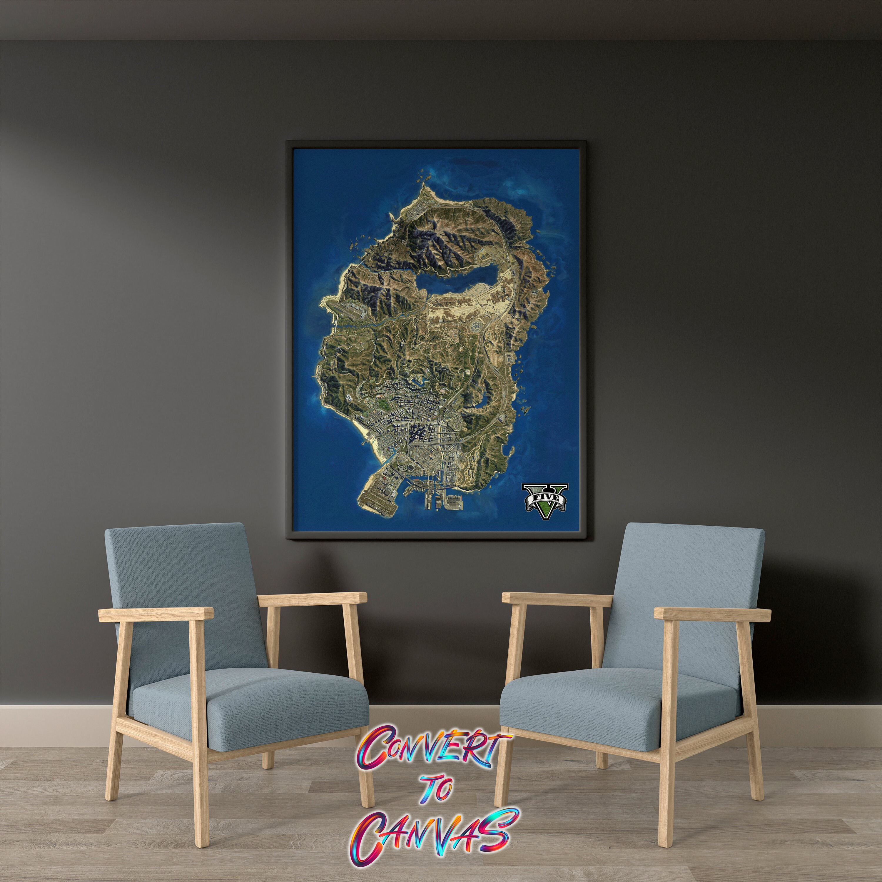 Gta 5 Map Canvas, Gta 5 Map Wall Art, Gta Decor, Gta Wall Art, Gta ...