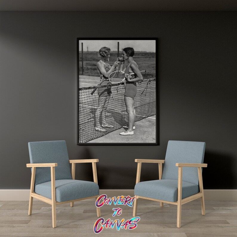 Vintage TENNIS Poster, Girls Smoking and Playing Tennis Photography Art ...