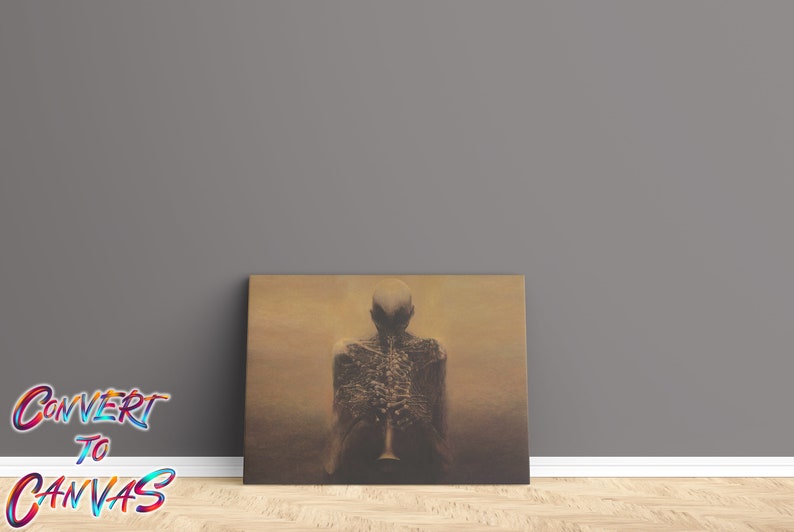 Skeleton Playing the Trumpet, Painting of Zdzislaw Beksinski Wall Decor ...