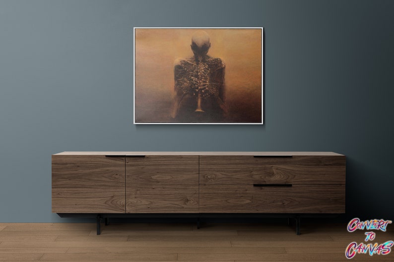Skeleton Playing the Trumpet, Painting of Zdzislaw Beksinski Wall Decor ...