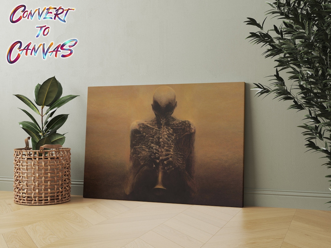 Skeleton Playing the Trumpet Painting of Zdzislaw Beksinski - Etsy