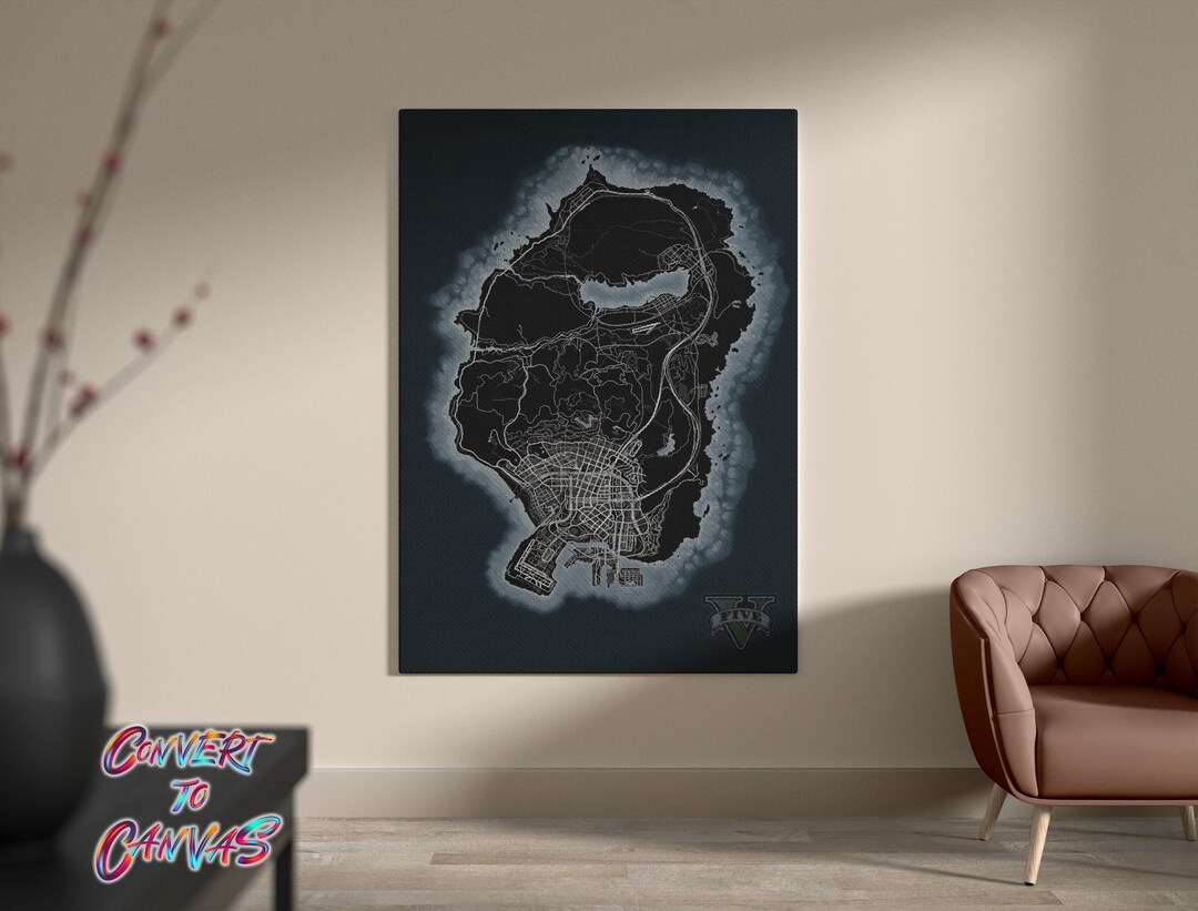 Gta 5 Map Canvas Gta 5 Map Wall Art Gta Decor Gta Wall Art - Etsy
