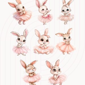 Watercolor Ballerina Bunny Clipart, Ballet Bunnies in Tutu Dress, Cute ...