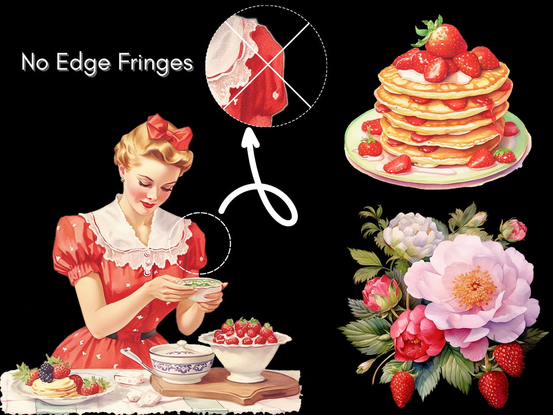 Watercolor Strawberry Clipart Bundle Desserts Portraits - Etsy