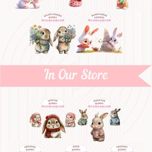Watercolor Bunny Clipart Flower Dress, Easter Bunny, Nursery Art Spring ...