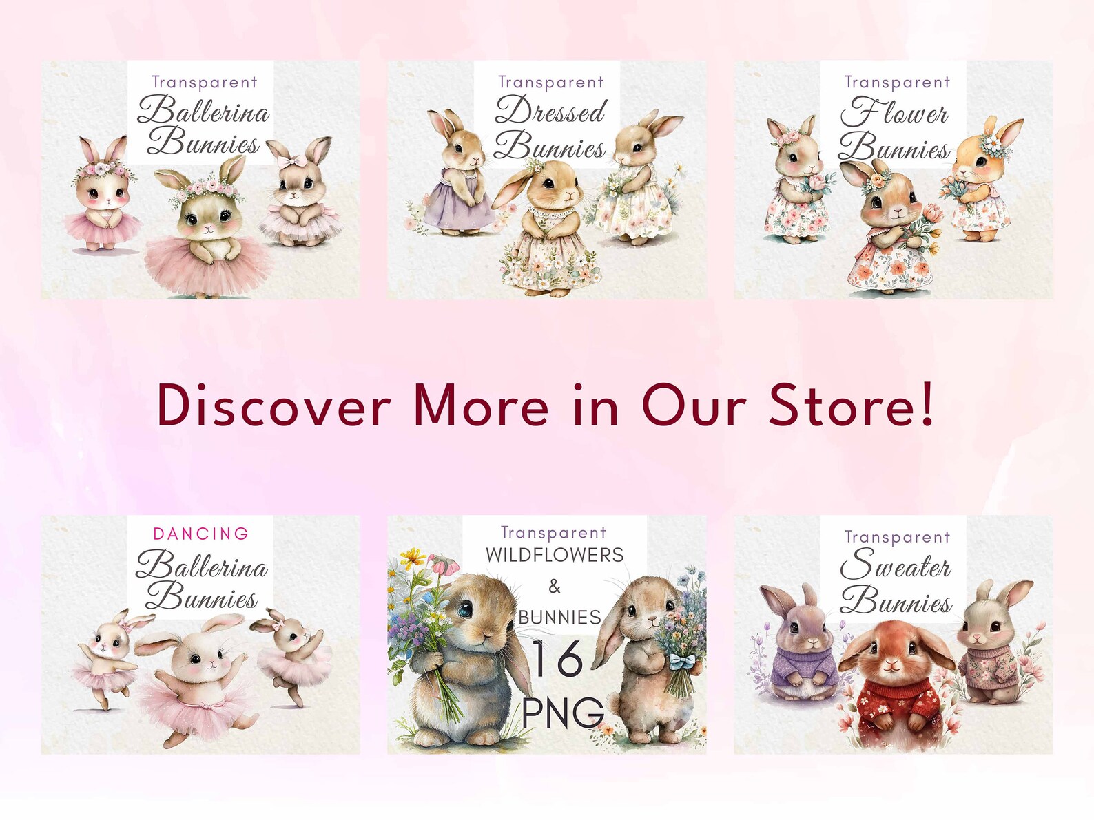 Watercolor Bunny Clipart Flower Dress, Easter Bunny, Nursery Art Spring ...