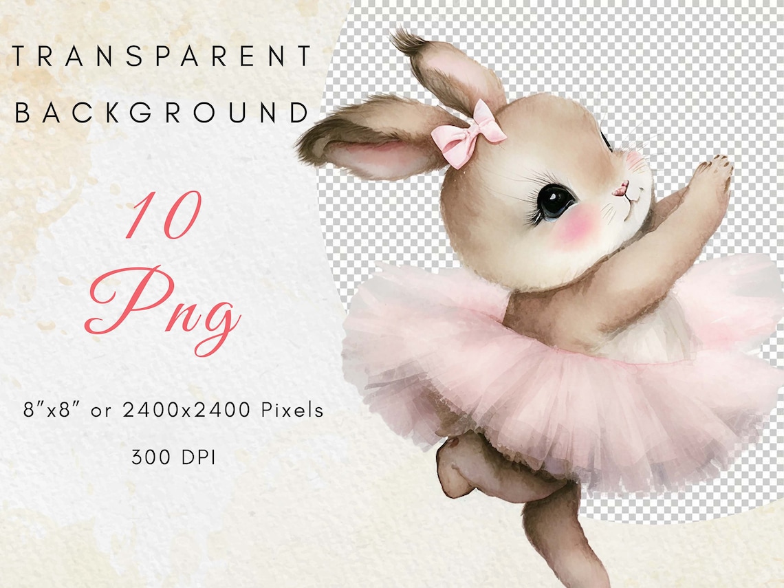 Watercolor Ballerina Bunny Clipart Ballet Bunnies in Tutu - Etsy