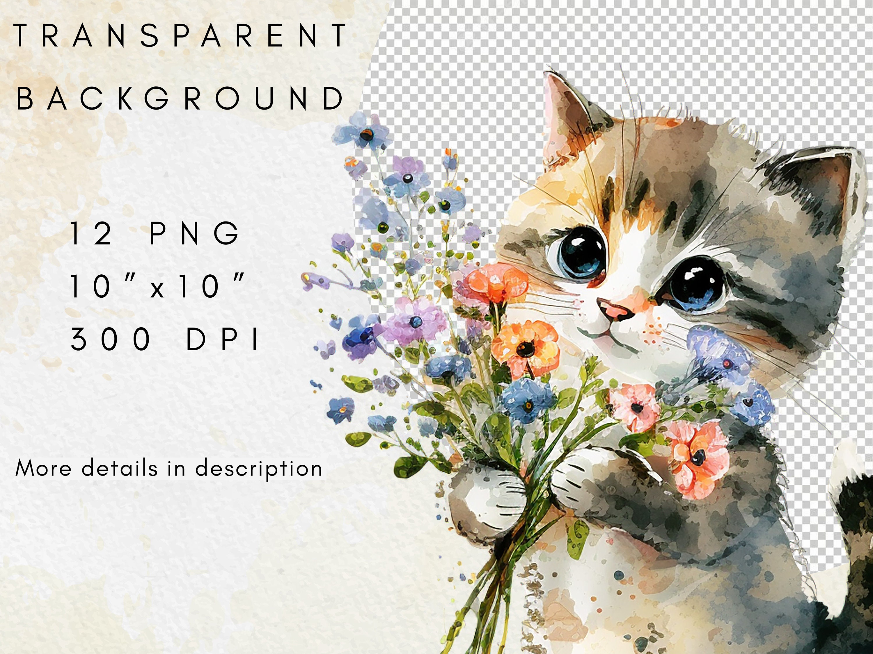 Watercolor Baby Cats Clipart Watercolour Kitten Transparent - Etsy