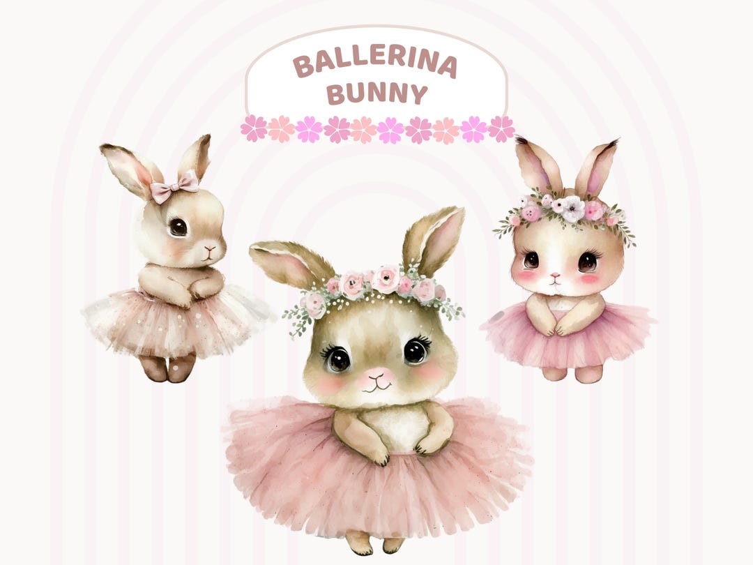 Clipart de conejita bailarina de acuarela, conejitas de ballet con ...