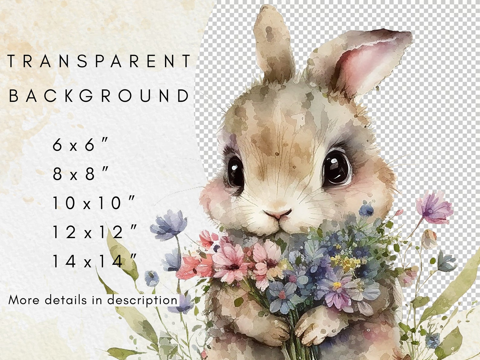 Watercolor Bunny Clipart Wildflowers Easter Bunny Nursery - Etsy