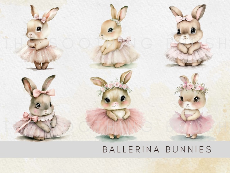 Watercolor Ballerina Bunny Clipart Ballet Bunnies in Tutu - Etsy UK