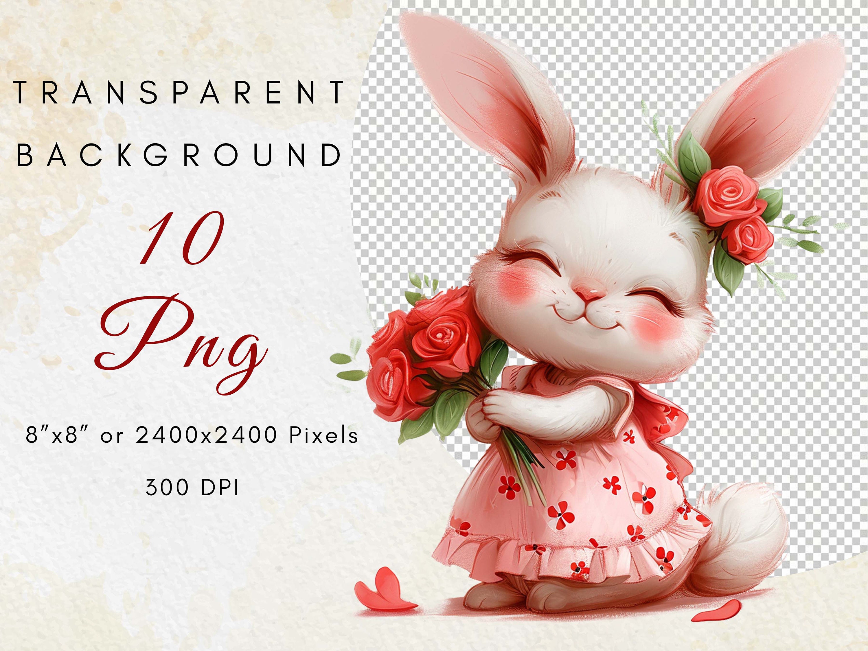 Watercolor Love Bunny Clipart, Nursery Art Easter Bunny, Valentines Day ...