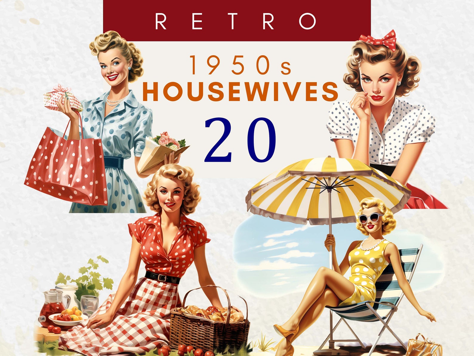 Retro Housewives Clipart, 1950s Vintage Housewife, Pin up Girls Clip ...
