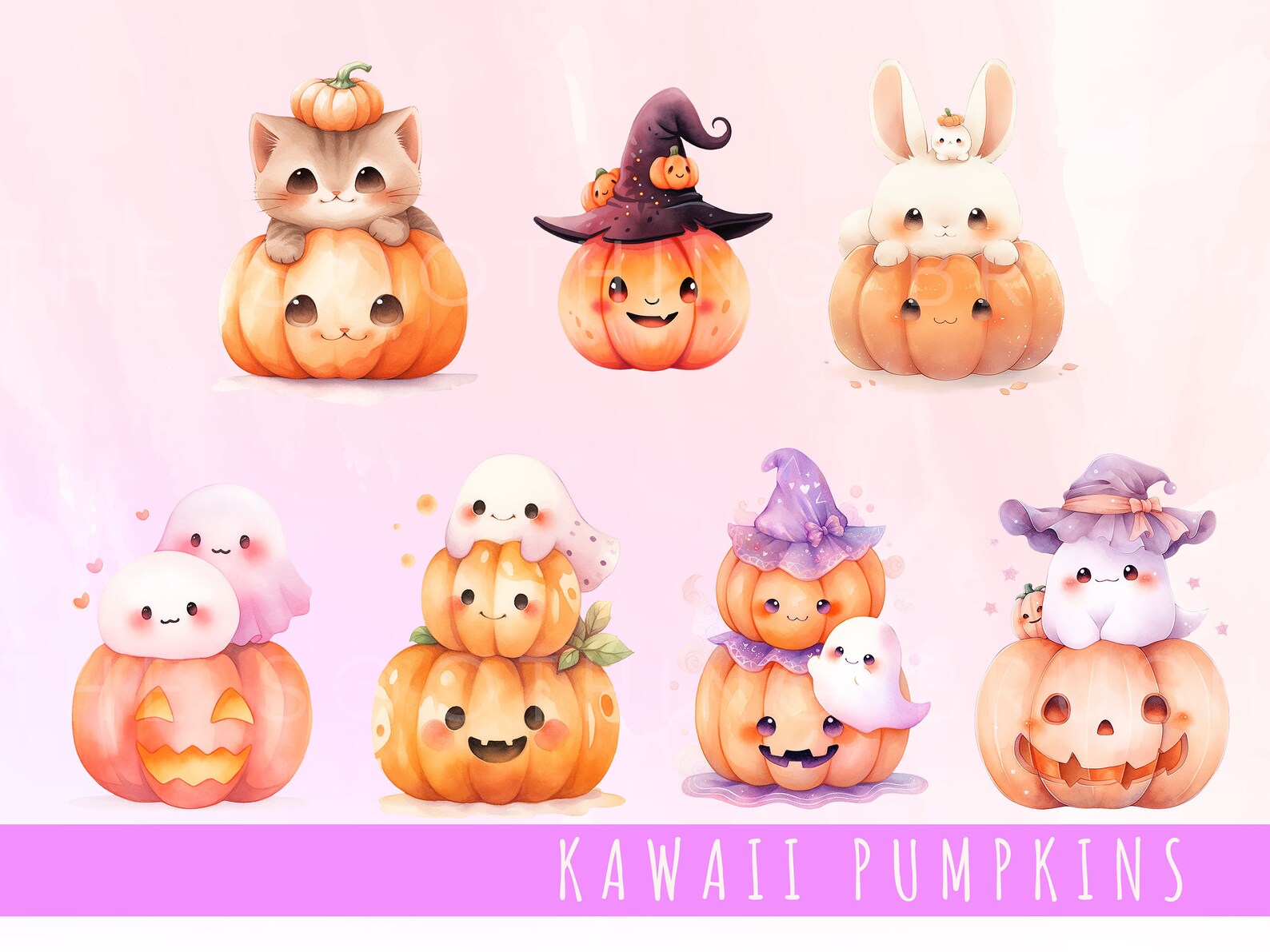 Watercolor Pumpkin Clipart Smiling Funny Autumn Jack O - Etsy