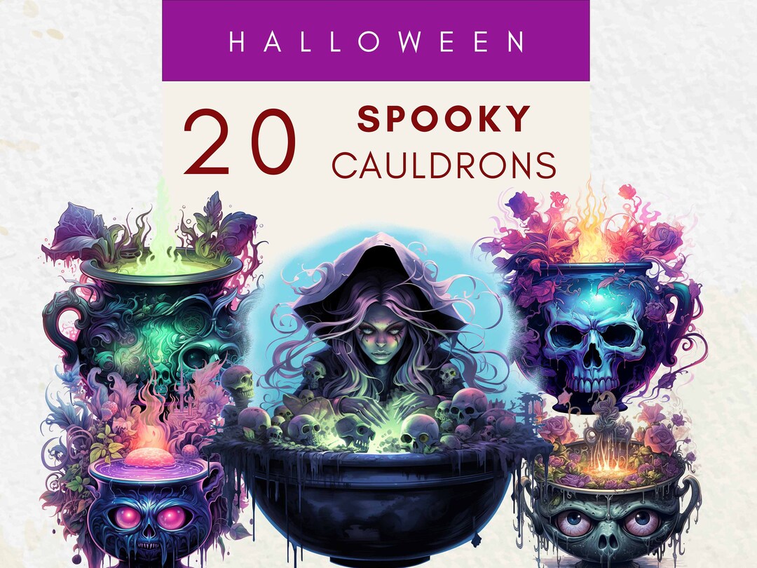 Watercolor Halloween Cauldron Clipart Spooky Witch Cauldron PNG ...