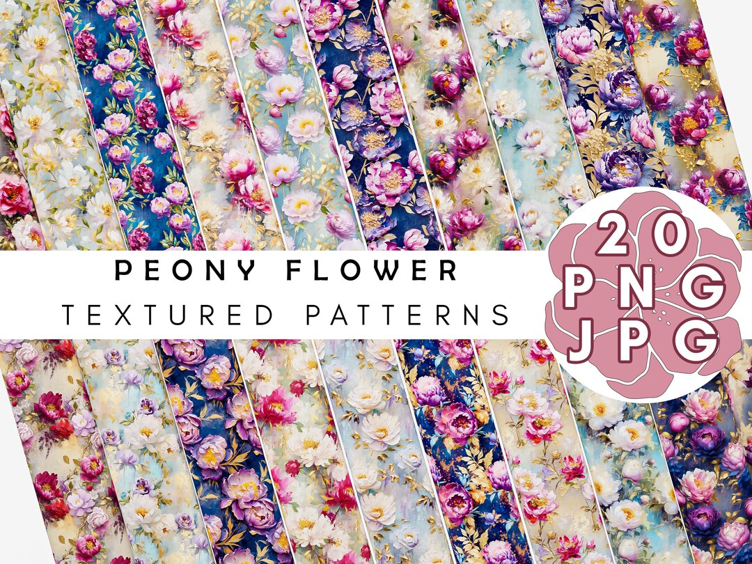 Seamless Peony Digital Paper, Peony Floral Background Pattern Tile ...