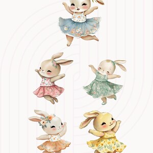 Watercolor Dancing Flower Dress Bunny Clipart, Easter Ballerina Bunny ...