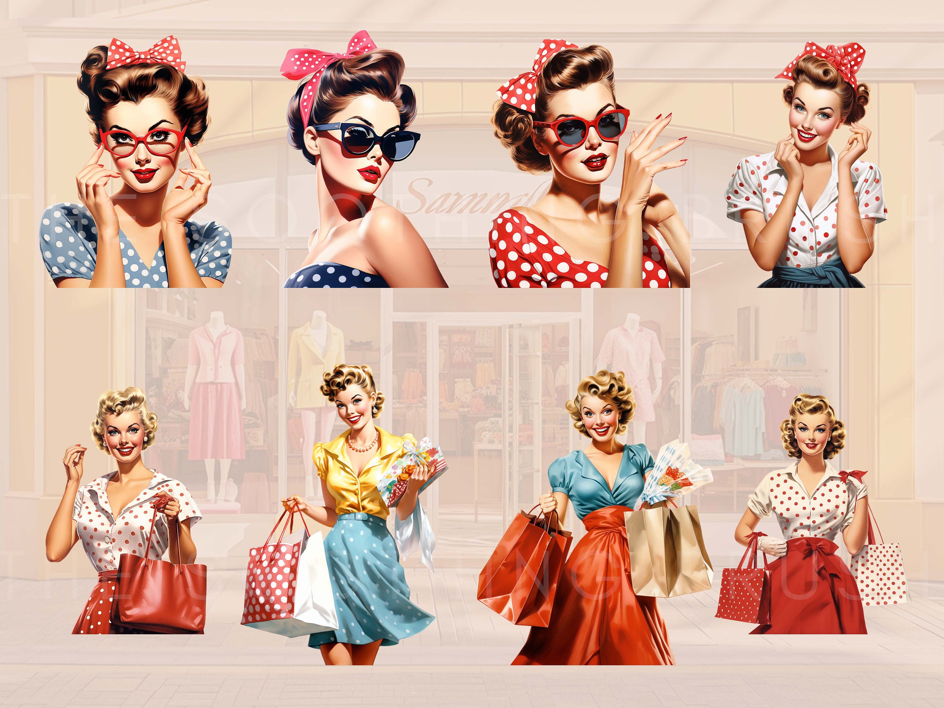 Retro Housewives Clipart 1950s Vintage Housewife Pin Up Etsy