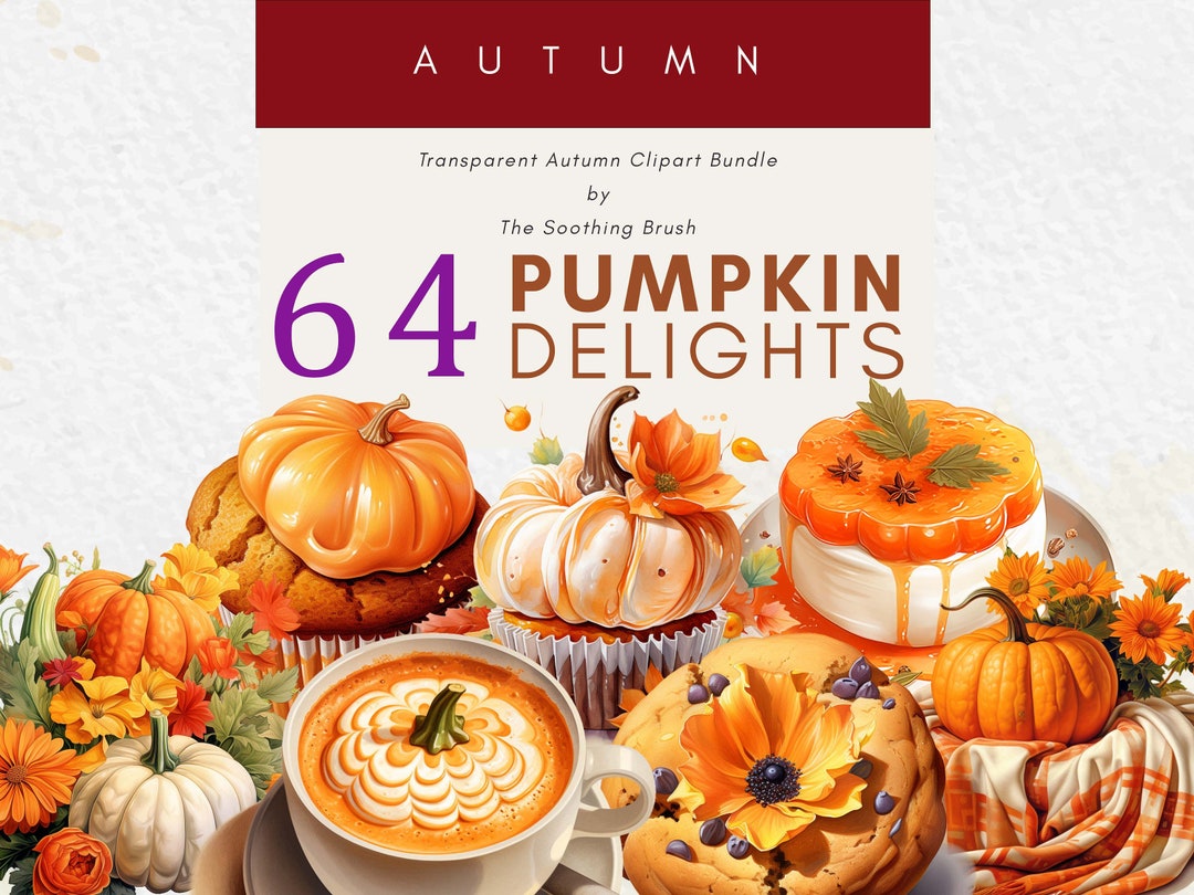 Pumpkin Spice Clipart, Pumpkin Treats Clip Art, Watercolor Cozy Autumn ...