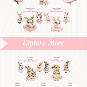 Watercolor Bunny Clipart Flower Dress, Easter Bunny, Nursery Art Spring ...