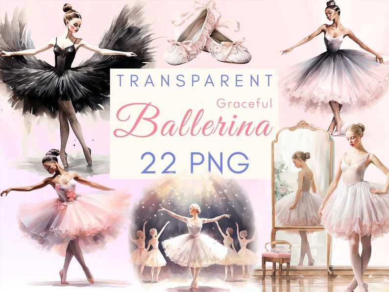 Watercolor Ballerina Clipart Girl Ballet Shoes and Tutu - Etsy