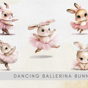 Watercolor Ballerina Bunny Clipart, Ballet Bunnies in Tutu Dress ...