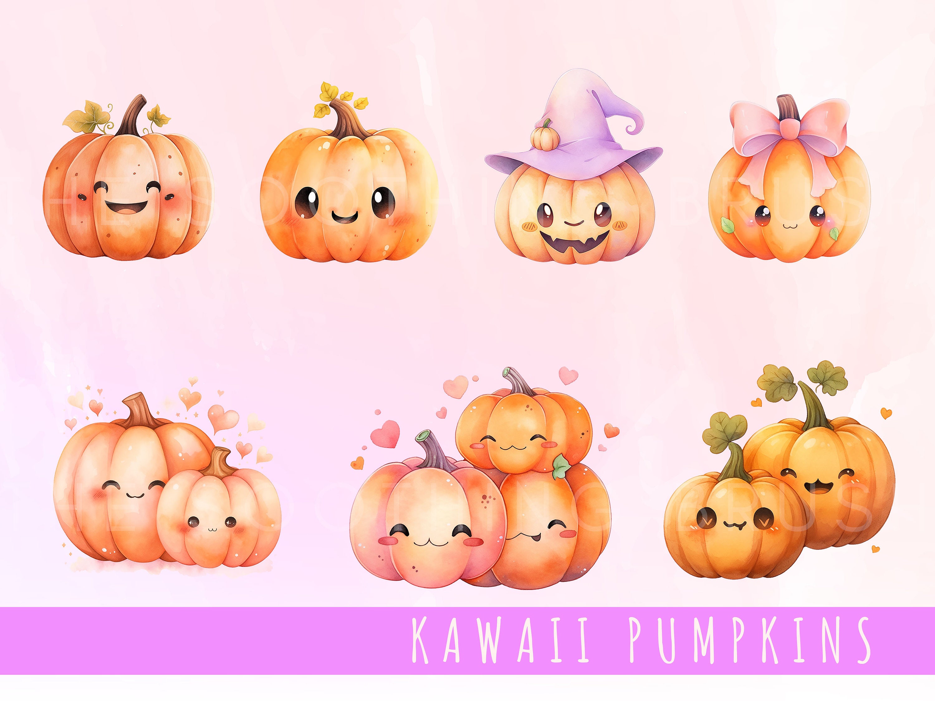 Watercolor Pumpkin Clipart Smiling Funny Autumn Jack O - Etsy