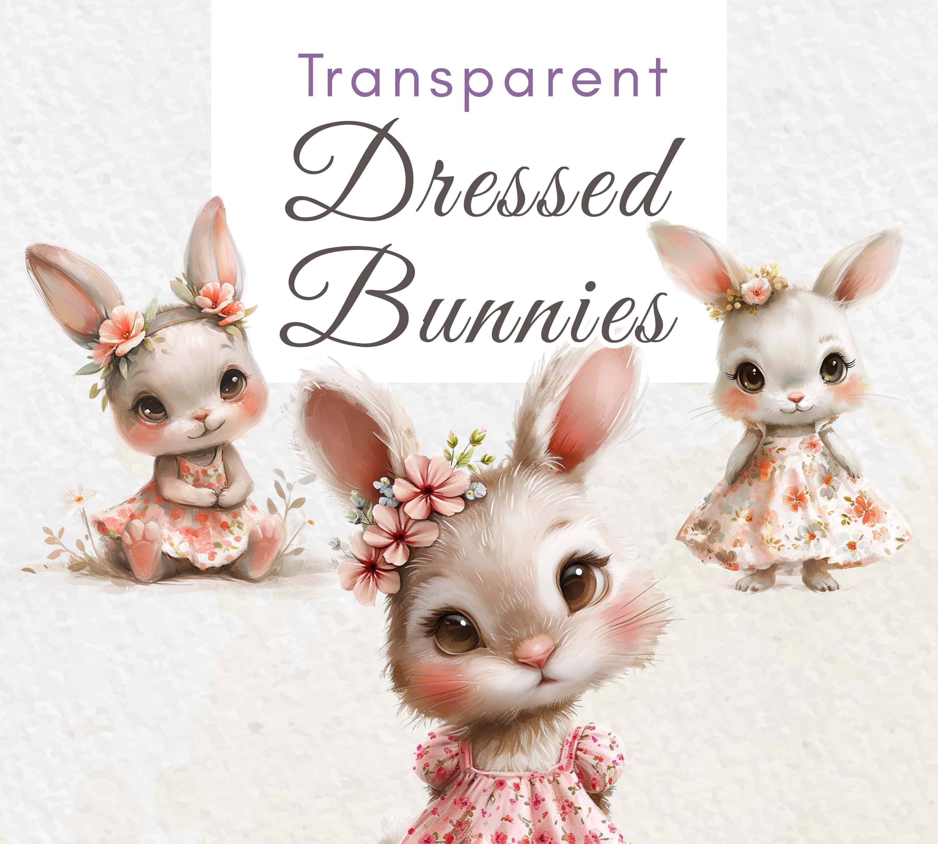 Watercolor Bunny Clipart Flower Dress, Easter Bunny, Nursery Art Spring ...