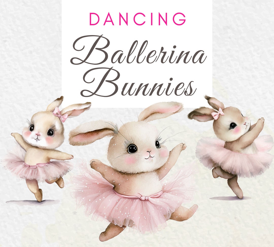 Watercolor Ballerina Bunny Clipart Ballet Bunnies in Tutu - Etsy
