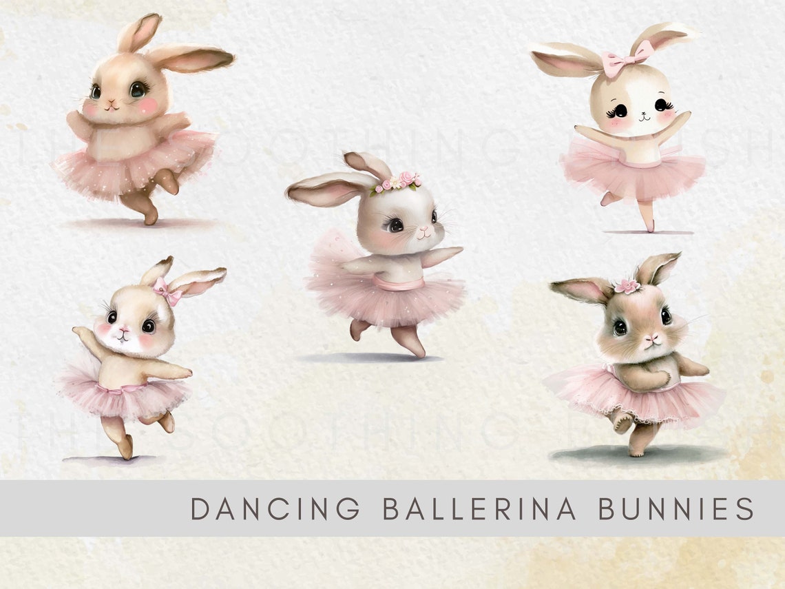 Watercolor Ballerina Bunny Clipart Ballet Bunnies in Tutu - Etsy