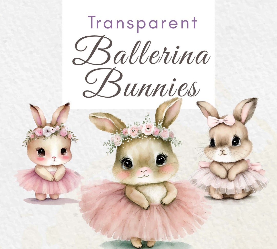 Watercolor Ballerina Bunny Clipart, Ballet Bunnies in Tutu Dress ...