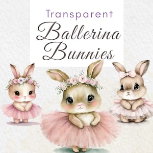 Watercolor Ballerina Bunny Clipart, Ballet Bunnies in Tutu Dress ...