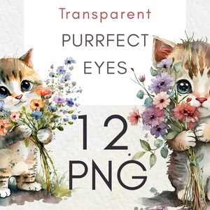 Watercolor Baby Cats Clipart Watercolour Kitten Transparent - Etsy